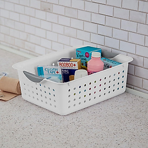 Sterilite 16248006 Medium Ultra Basket, White Basket w/ Titanium Inserts, 6-Pack