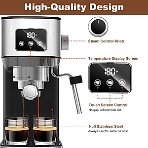 Geek Chef Espresso Machine, 20 Bar Coffee Machine, Fast Heating Automatic, Latte & Cappuccino Maker