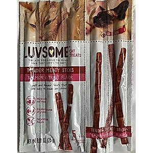 Luvsome Cat Treats Tender Meaty Sticks Salmon & Trout 1-Pack 5-Individual Sticks