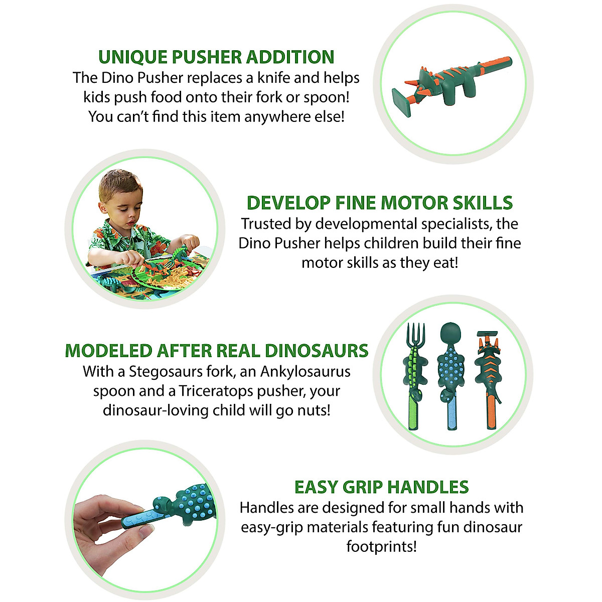 Constructive Eating Dinosaur Utensils - Made in USA - Toddler Utensils 1 Year Old - Baby Spoon - Toddler Utensils 2 Year Old - Toddler Silverware - Baby Forks 12-18 Months - Kids Silverware