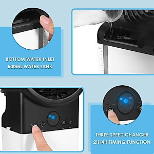 YouGottaIt Portable Air Conditioner, Rechargebable Evaporative Air Cooler with Humidifier, Timing & Oscillation Function, Personal Air Conditioner Fan for Small Room Office Camping Car Bedroom, White
