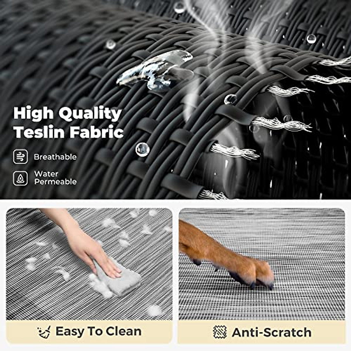 Veehoo Original Cooling Elevated Dog Bed, Outdoor Raised Dog Cots Bed for Large Dogs, Chew Proof Standing Pet Bed with Washable Breathable Mesh, No-Slip Feet for Indoor Outdoor, Large, Black Silver