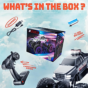 BEZGAR 1:14 Scale All Terrain Electric RC Truck - Waterproof Monster Truck for Kids with 2.4GHz Remote and Rechargeable Battery, TC141 Rc Car Remote Control Car for Boys 8-12