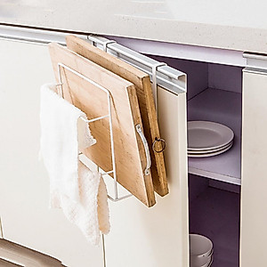 Cabilock Wall Mounted Towel Holder Metal Shelf Brackets Towel Rack with Shelf Chopping Board Holder Kitchen Pot Lid Organizer Cord Holders Kitchen Storage Shelves Iron Holding Rack Cupboard