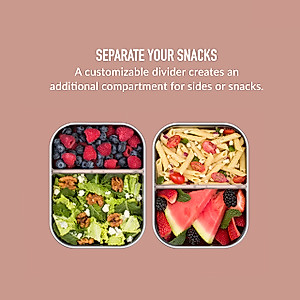 Bentgo® MicroSteel® Leak-Proof Lunch Box - Microwave-Safe, Oven-Safe, Bento-Style Container with Removable Divider, Airtight Lid, Sustainable Design, Odor & Stain Resistant (Rose Gold)