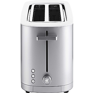 ZWILLING Enfinigy 2 Long Slot Toaster, 4 Slices with Extra Wide 1.5" Slots for Bagels, 7 Toast Settings, Even Toasting, Reheat, Cancel, Defrost, Silver