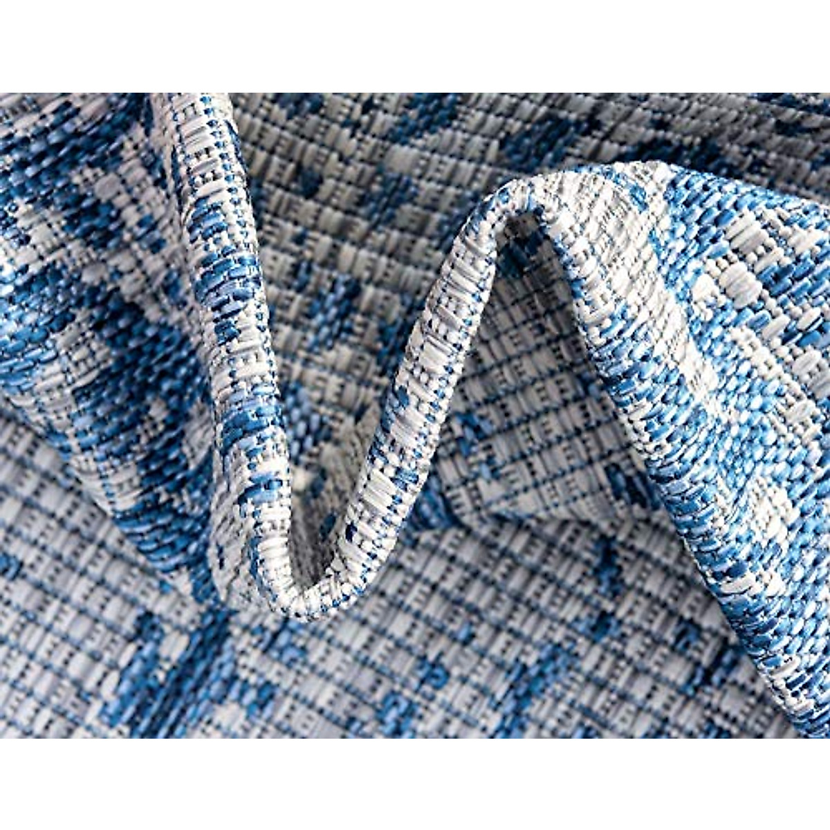 Unique Loom Outdoor Traditional Collection Area Rug - Timeworn (2' x 8' Runner, Blue/ Gray)