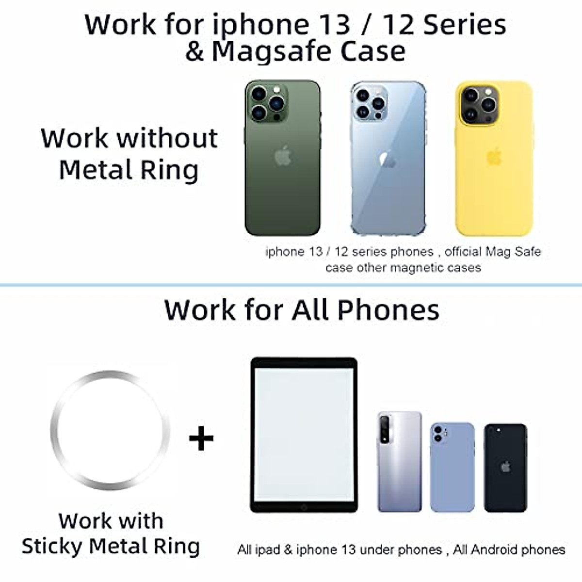 Magnetic Phone Holder For Magsafe Car Mount Compatible with MagSafe Cases and iPhone 14, 14 Pro Max, 14 Pro, 14 Plus, iPhone 13, 13 Pro, 13 Pro Max, 13 Mini, 12, 12 Pro Max, 12 Pro, 12 Mini(2 Pack)