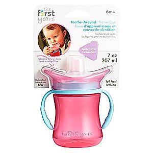 The First Years SenseAbles Teethe-Around Silicone Sensory Trainer Cup, 7 oz - Pink