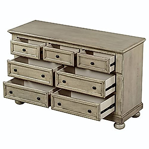 FRITHJILL 7 - Drawer Dresser, Traditional Solid Wood Chest of Drawers for Bedroom, Nursery, Stone Gray