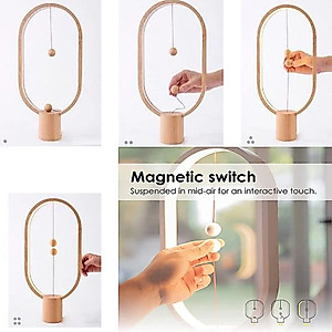 Xhope4u Table Lamp for Bedroom - Balance Lamp,Bedside Lamp with Touch Dimmer,Christmas Gifts,Nightstand Lamp,3 Level Brightness Rechargered Night Light for Home,Office,College Dorm (Wood Color)