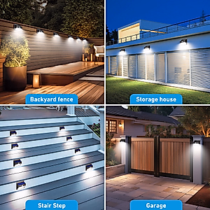 [6 Packs] Solar Lights Outdoor Motion Sensor Solar Security Lights Waterproof with 3 Lighting Modes Solar Powered Wall Lights Outside for Garden Fence Yard Deck