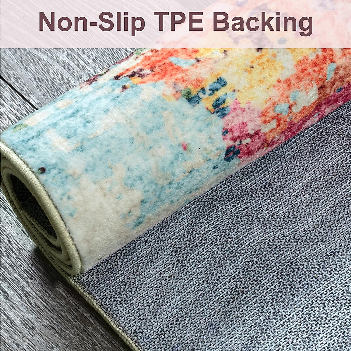 Beeiva Abstract Machine Washable Area Rug, Modern Washable 8 x 10 Area Rugs for Living Room Non Slip, Multicolor Rug Foldable Large Rugs for Living Room Bedroom Dining Room Office