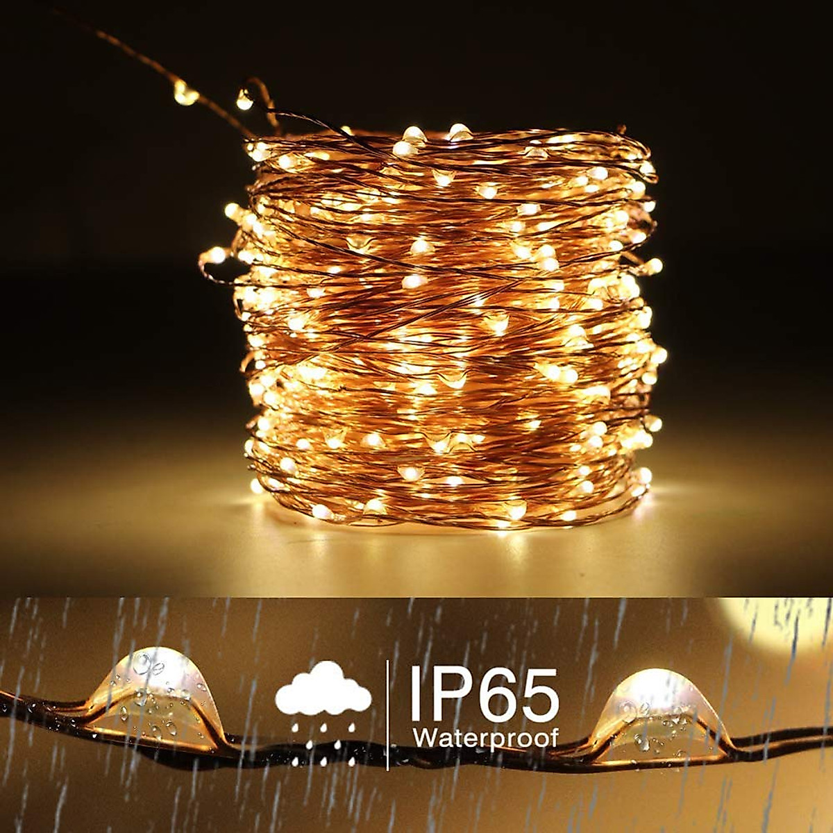 LRIFUE Solar 8 Lightning Modes Powered String Light 55ft/17m 240 LEDs Starry String Lights Copper Wire Lights Ambiance Lighting for Outdoor, Gardens, Homes, Dancing, Christmas Party(Warm White)