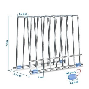 2 Pack Reusable Storage Bags Rack, Drying Rack for Storage Bags, Stainless Stand for Reusable Storage Bags, File Organizer Desktop Storage Book Shelf (2*Sliver)