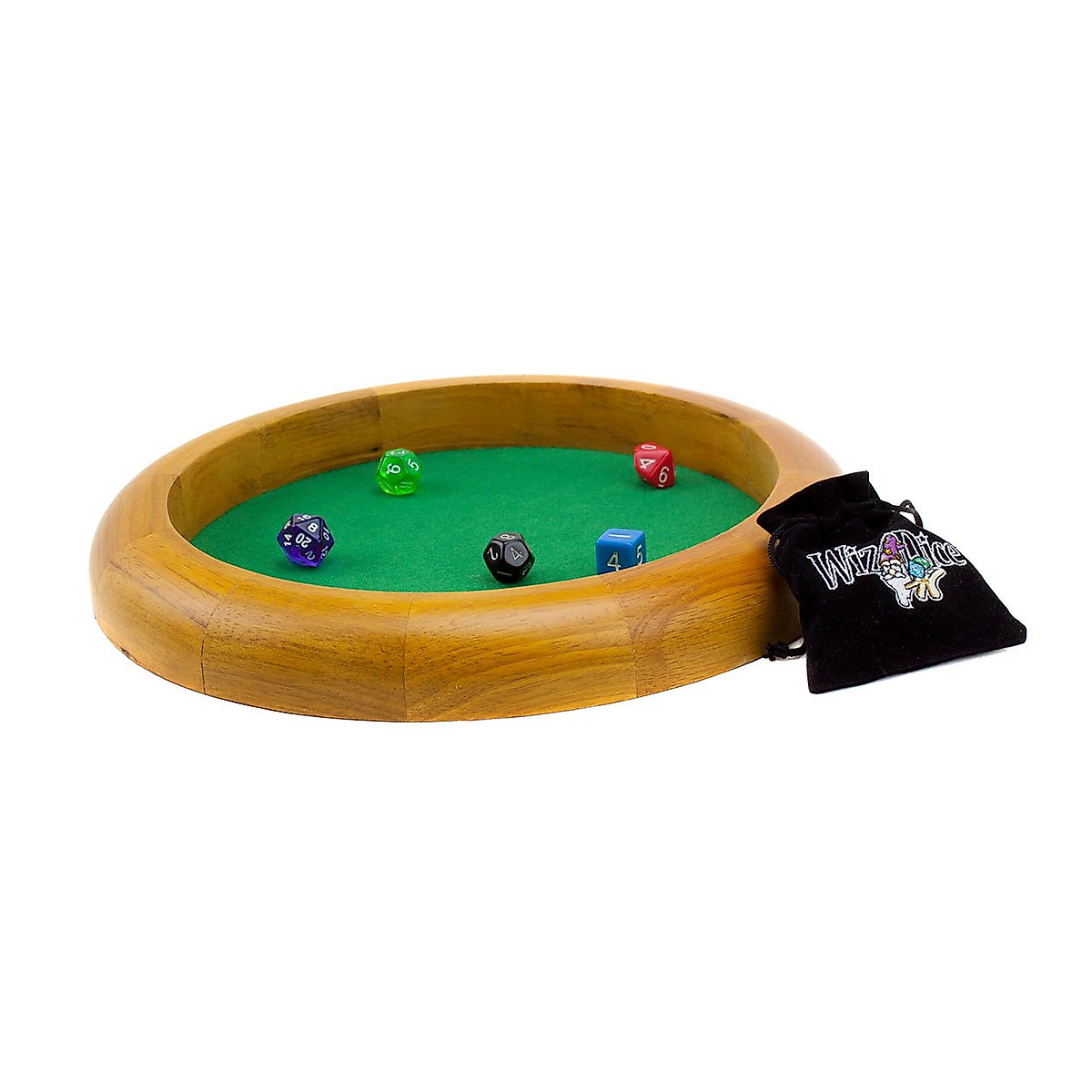 Wiz Dice 12-inch Felt-Lined Wooden Dice Trays (Round)