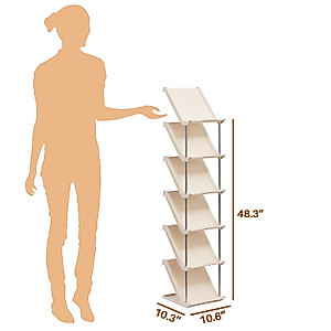 AGTEK 6 Tier Plastic Shoe Shelf Collapsible Shoes Storage,Narrow Stackable Free Standing Shoes Storage,Shoe Racks for Entryway or Bedroom,White