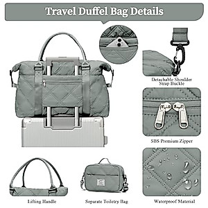 Weekender Bags for Women Travel, Overnight Travel Duffel Bag with Wet Pocket and Separate Toiletry Bag, Airplane Personal Item Travel Bag, Travel Tote Bag Carry On Bags,Gym Bag
