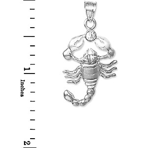 10k White Gold High Polish Solitaire Scorpion Charm (White-gold)