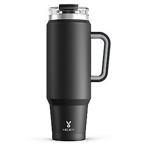 Meoky 40 oz Tumbler with Handle and Straw, Insulated Tumbler with Lid and Straw, Stainless Steel Travel Mug, Keeps Cold for 34 Hours, 100% Leak Proof, Fits in Car Cup Holder (Night)