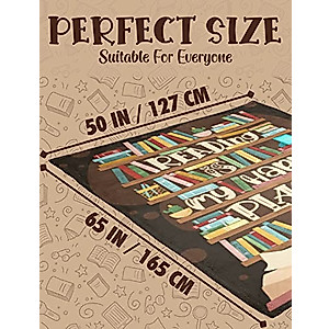 InnoBeta Book Lovers Throw Blanket - Flannel Blankets for Book Club, Librarians, Readers and Literary Lover - Book Lover Gifts on Birthday, Thanksgiving, Christmas - 50" x 65" - (Brown)