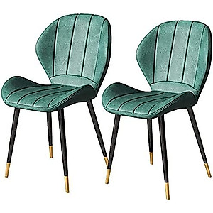 Chairs Chairs Set of 2 Dining Chairs withSeat and Cushioned Backrest Leisure Chairs with Metal Legs for Dining Room and Dining Chairs (Color:Green)