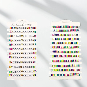 EYXVKT 12 PCS Team Bride Bracelets Bachlorette Party Favors Polymer Clay Letter Beaded Bracelet For Wedding Bridal Shower Engagement Party(Colorful)