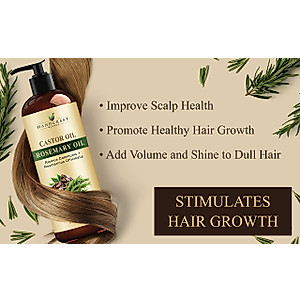 Handcraft Blends Castor Oil with Rosemary Oil and Coconut Oil for Hair Growth, Eyelashes and Eyebrows - 100% Pure and Natural Carrier Oil, Hair Oil and Body Oil - 8 fl. Oz & 16 fl. Oz