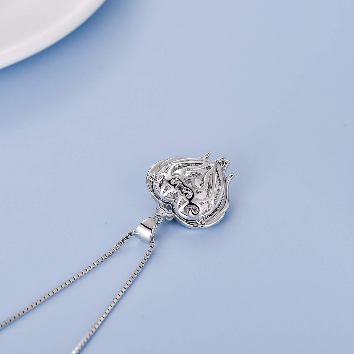 AOBOCO 925 Sterling Silver Nurse Necklace with Caduceus Angel Wing Heart Charm, Nurse Jewelry Gift for Doctor Nurse Medical Student, Made with Austrian(Blue-purple)