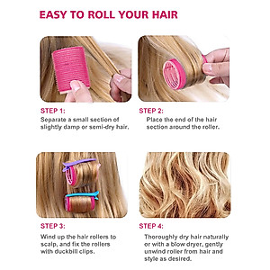 MaxNedrin Hair Roller sets,Self Grip Hair Curlers,3 Inch Salon Hair Dressing Curlers,3 Size (JUMBO LARGE MEDUIEM)18 Packs(Rose Red)