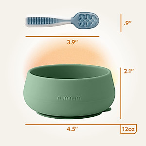 NumNum Suction Bowl + Pre-Spoon GOOtensils Self Feeding Set for Babies & Toddlers - BPA-Free Silicone