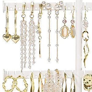 Jenseits Jewelry Organizer Stand, 3 Tier Necklace Organizer Holder Tree, Adjustable Height Jewelry Earring Display Towers, Long Necklaces Bracelets Jewelry Storage Rack for Dresser Bathroom Vanity