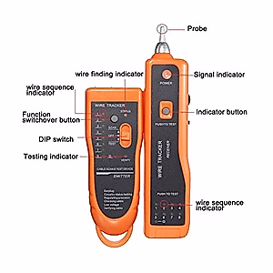 Ethernet Network Toner RJ11 RJ45 Network Cable Tester LAN Tracker Wire Finder Cat5 Cat6 with 2 Network Wire Stripper Toolkit Orange