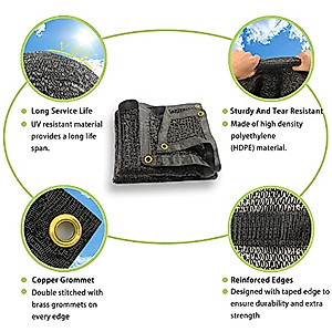 POYEE 40% 14ftx20ft Black Shade Cloth Taped Edge with Brass Grommets Garden Sun Shade UV Resistant Sunblock Shade Net for Outdoor Plants Vegetables Greenhouse