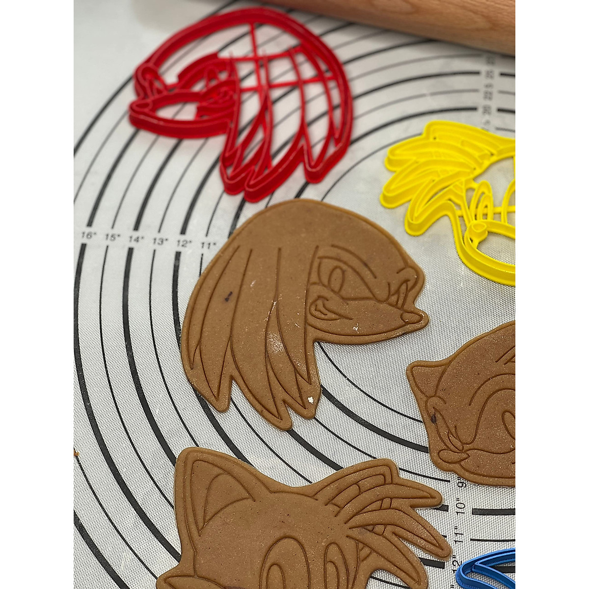Set of 3 Sonic Knuckles the Echidna Miles Tails Prower Head Cookie Cutters & Molds Produced by 3D Kitchen Art