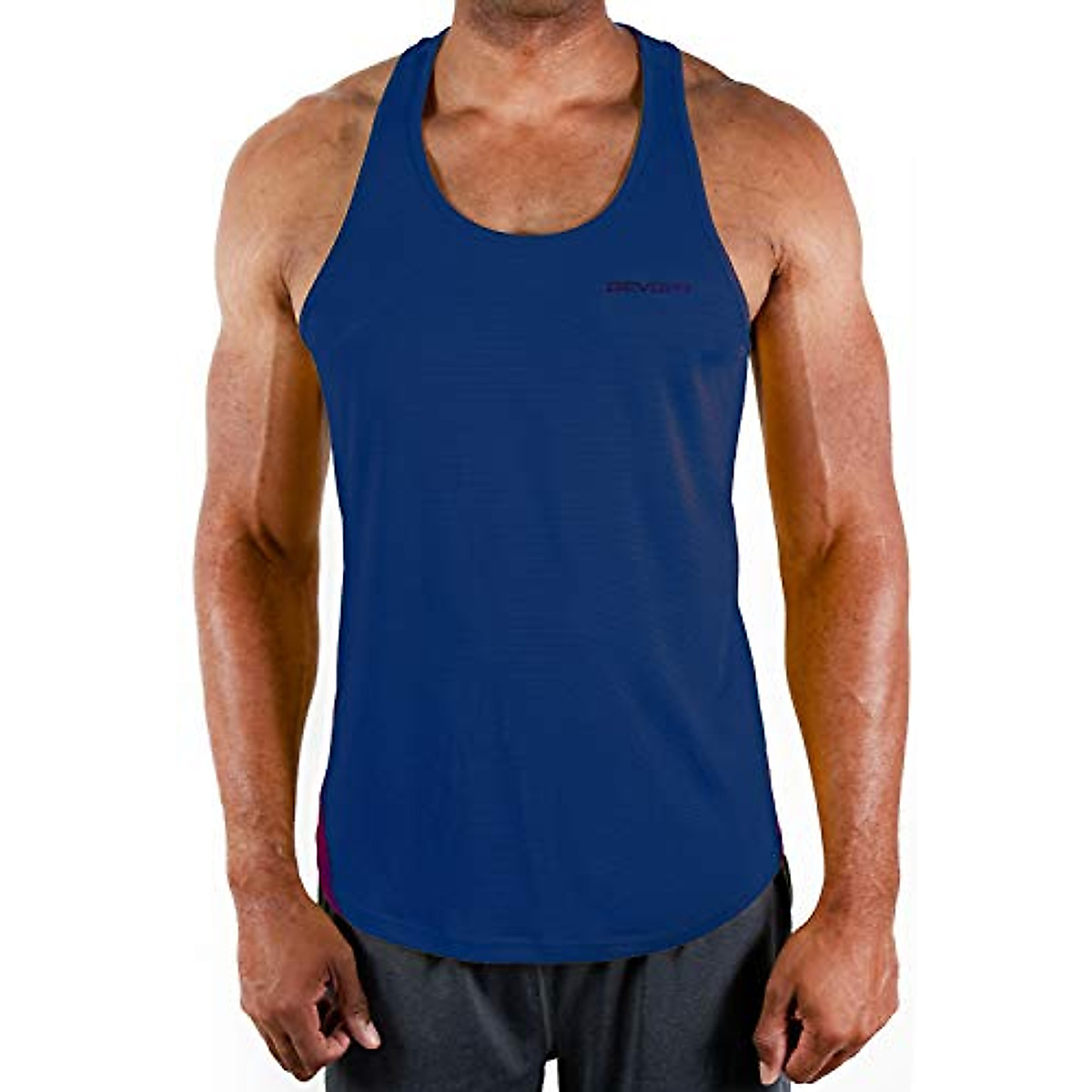 DEVOPS 3 Pack Men's Y-Back Dri Fit Muscle Gym Workout Tank Top (3X-Large, Black/Navy/Blue)