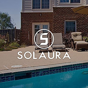 SOLAURA 5-Piece Outdoor Patio Furniture Set, PE Rattan Wicker Chair Sectional Sofa Set with YKK Zipper and Glass Coffee Table - Navy Blue