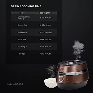 CUCKOO CRP-JHSR0609F | 6-Cup (Uncooked) Induction Heating Pressure Rice Cooker | 13 Menu Options, Auto-Clean, Voice Guide, Made in Korea | Copper