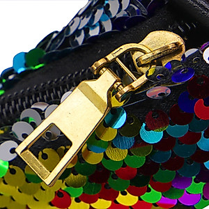 LEOMOSTE Women Girls Glitter Sequin Shoulder Message Bag Handbag Shiny Clutch Purse Evening Bag