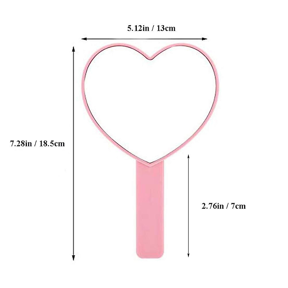 TBWHL Heart-Shaped Travel Handheld Mirror, Cosmetic Hand Mirror with Handle (Pink, 1Pack)