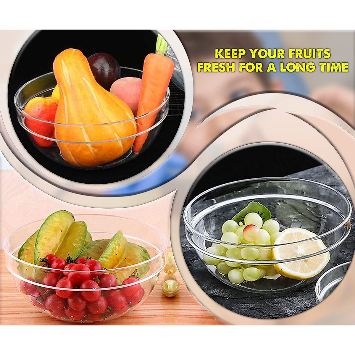 Salad Serving Bowl for Kitchens, Parties, Holidays, and Celebrations - Serving 9-inch Bowls - Reusable BPA free - 124 oz. Capacity, Set of 3