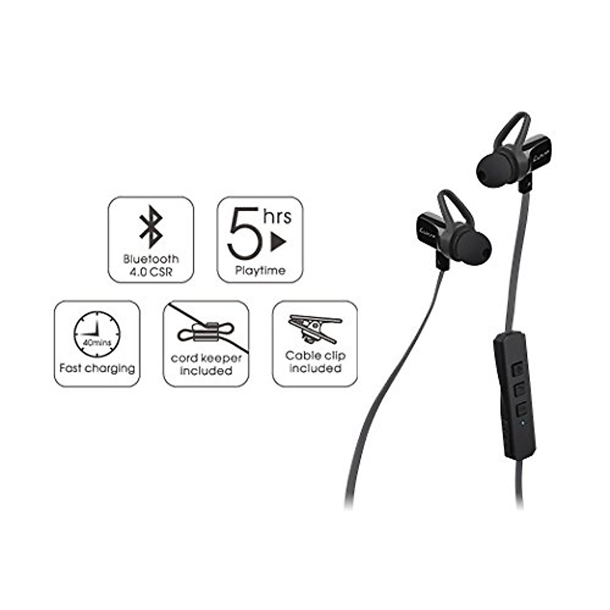 Thermaltake LUXA2 Lavi O Wireless Bluetooth 4.0 Sweatproof Sports In-Ear Earbuds Headphone AD-HDP-PCLOBK-00
