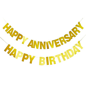 Bright Creations 130-Piece DIY Gold Glitter Make Your Own Banner Kit with Letters, Numbers, Symbols, and String for Birthdays, Weddings, and Party Supplies Decor (5-Inch Letters)