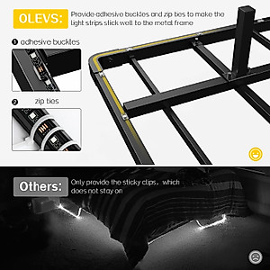 OLEVS Floating Bed Frame King Size with LED Lights and Charging Station - Metal Platform Bed Frame, No Box Spring Needed, Easy Assembly