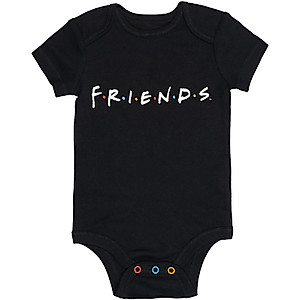 FRIENDS Baby Boys 3 Pack Short Sleeve Bodysuit Grey/Black/White 0-3 Months