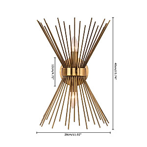 EDISLIVE 2-Bulb Vanity Light Mid-Century Modern Starburst Wall Sconce Lamp Sunburst Sconce Wall Light for Powder Room Bedroom Bathroom