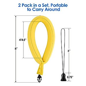 Avorast 2 Pack Waterproof Camera Float, Waterproof Float Strap for Underwater Camera, Universal Floating Wristband Hand Grip Lanyard Compatible with GoPro, Waterproof Pouch Case (Lemon Yellow)
