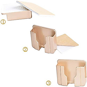 Phone Holder Wall Mounted, Cellphone Stand Charging Holder Bracket Shelf Wall Mount Adhesive Mobile Phone Wall Charger Holder and Remote Control Stand Multipurpose Storage Box (Gold)