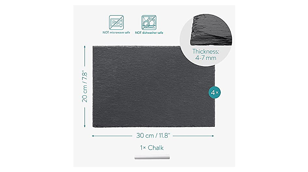Navaris Natural Slate Serving Plates - Stylish & Safe Serving