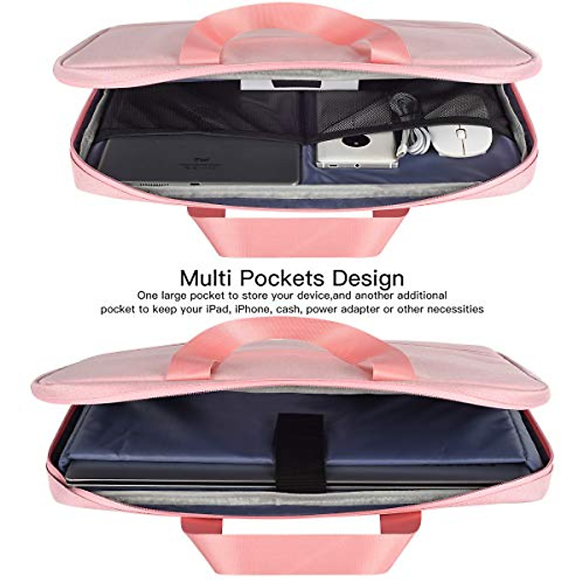 15.6 Inch Laptop Briefcase Bag for Women Ladies Bag with Accessories Organizer for Dell Inspiron 15, HP Envy X360/Pavilion 15.6, Acer Aspire 15, IdeaPad 3 15.6 ASUS MSI MacBook 15 Case, Pink